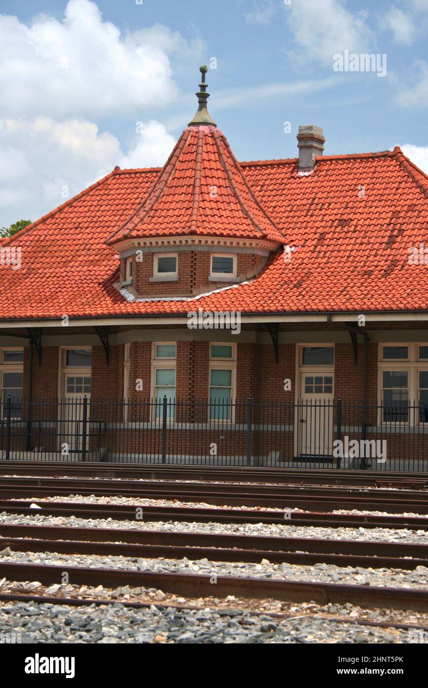 Nacogdoches, TX Historic Train Depot near Railroad Tracks Stock Photo ...
