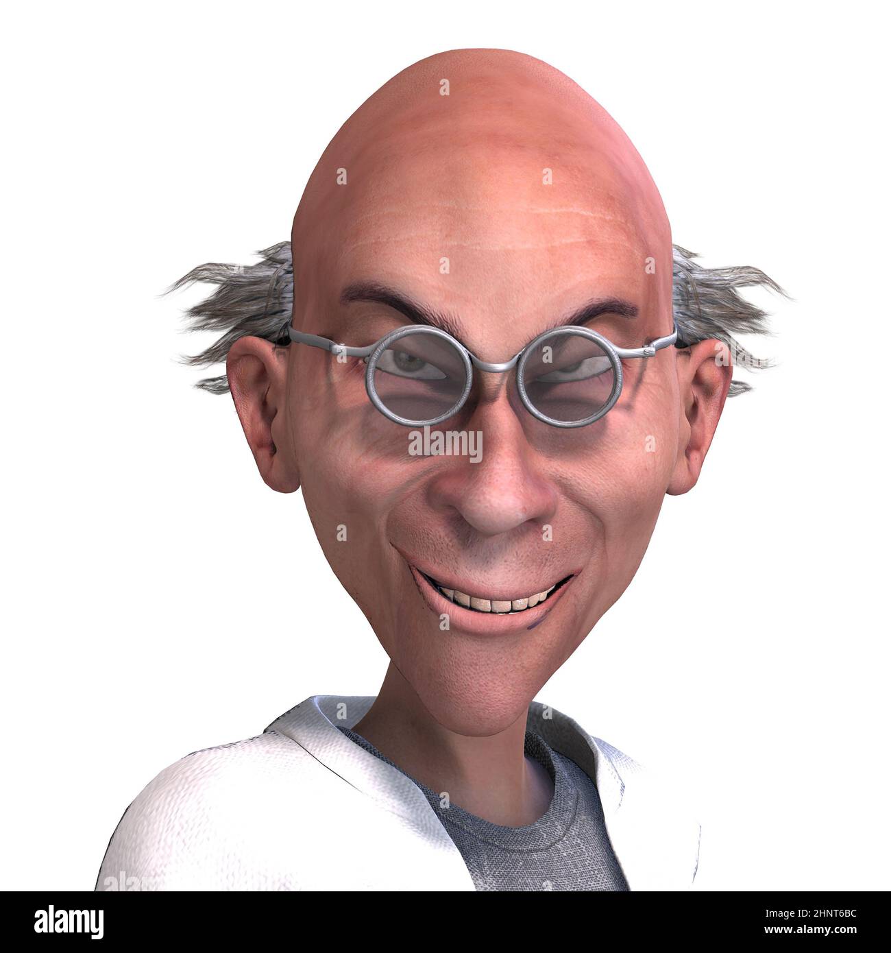 3D-illustration of a evil and funny mad scientist protrait Stock Photo ...