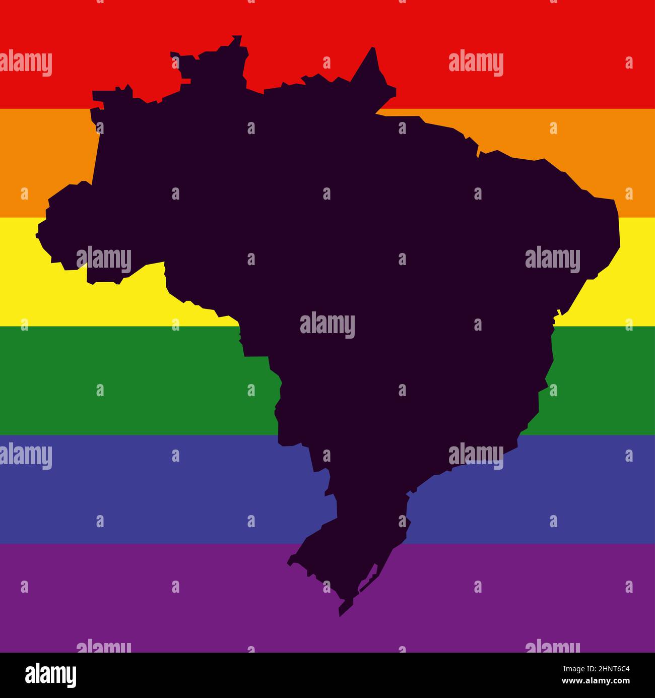 Brazil LGBT map with rainbow color flag Stock Photo - Alamy