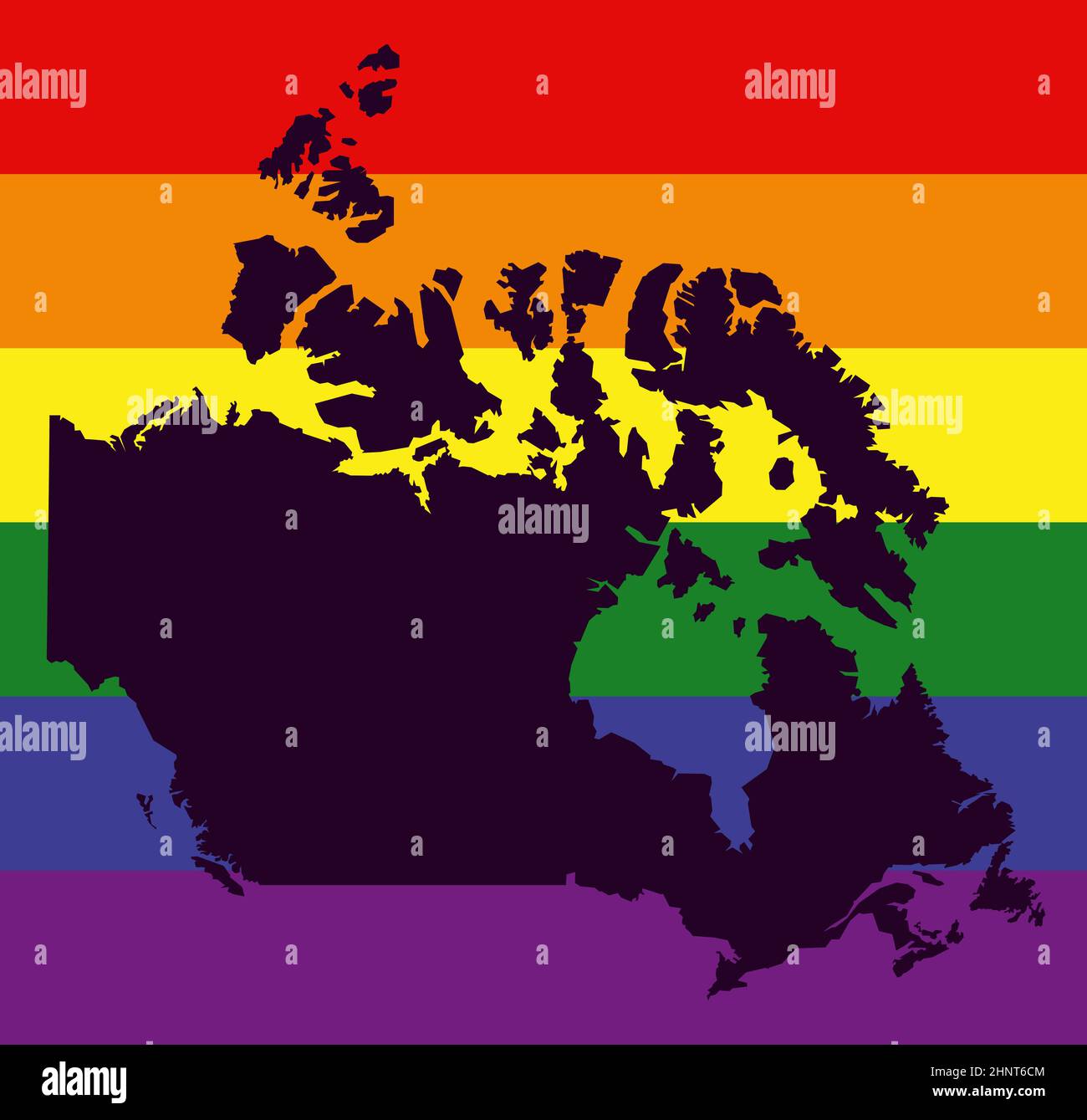 Canada LGBT map with rainbow color flag Stock Photo - Alamy