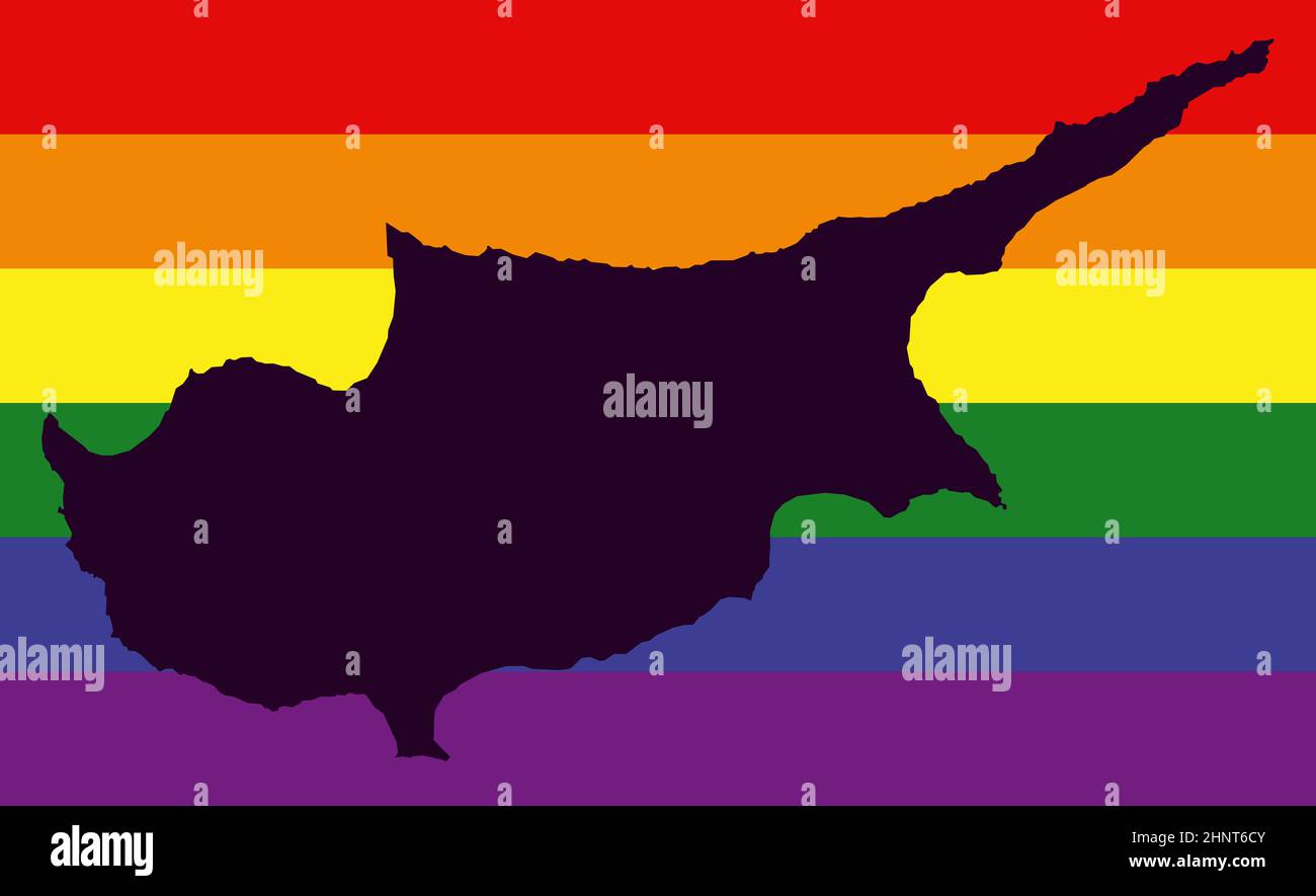 Cyprus LGBT map with rainbow color flag Stock Photo - Alamy