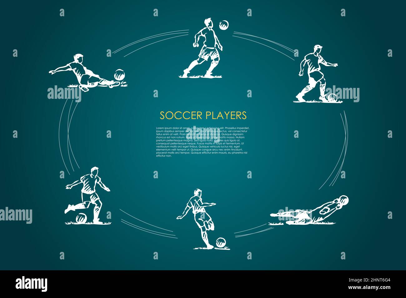 Soccer players - male sportsmen in traditional clothing in different ...
