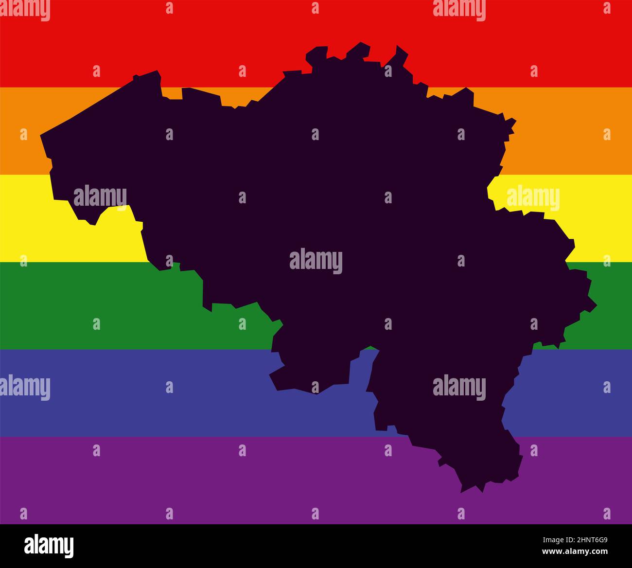 Belgium LGBT map with rainbow color flag Stock Photo - Alamy