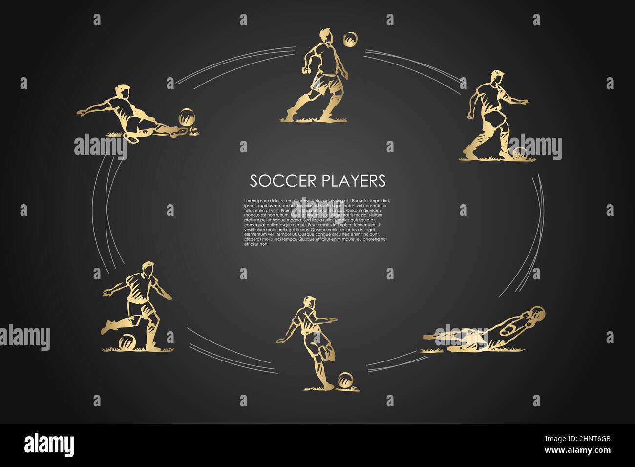 Soccer players - male sportsmen in traditional clothing in different ...