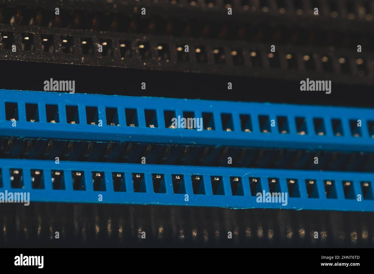 Memory slots on the motherboard close up. ram socket. connector on the ...