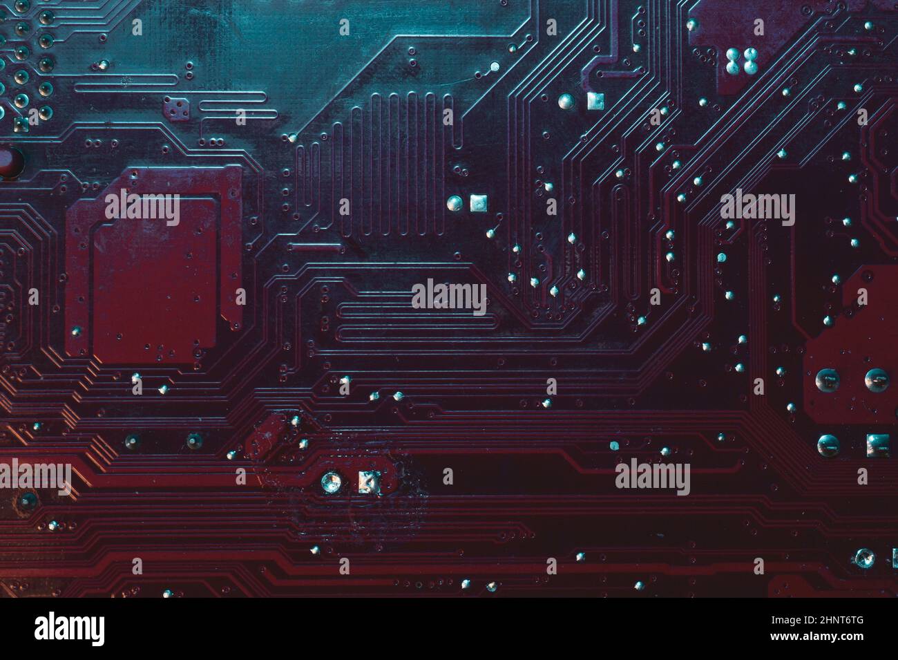 Dusty circuit board abstract background. computer motherboard close up ...