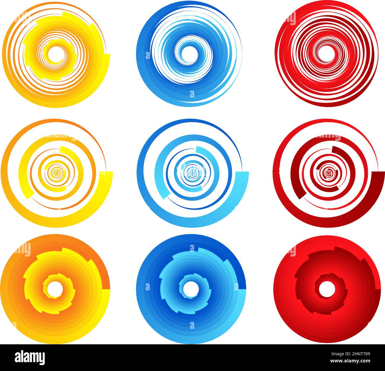 Gradient filled shaded design element, geometric shape set - stock ...