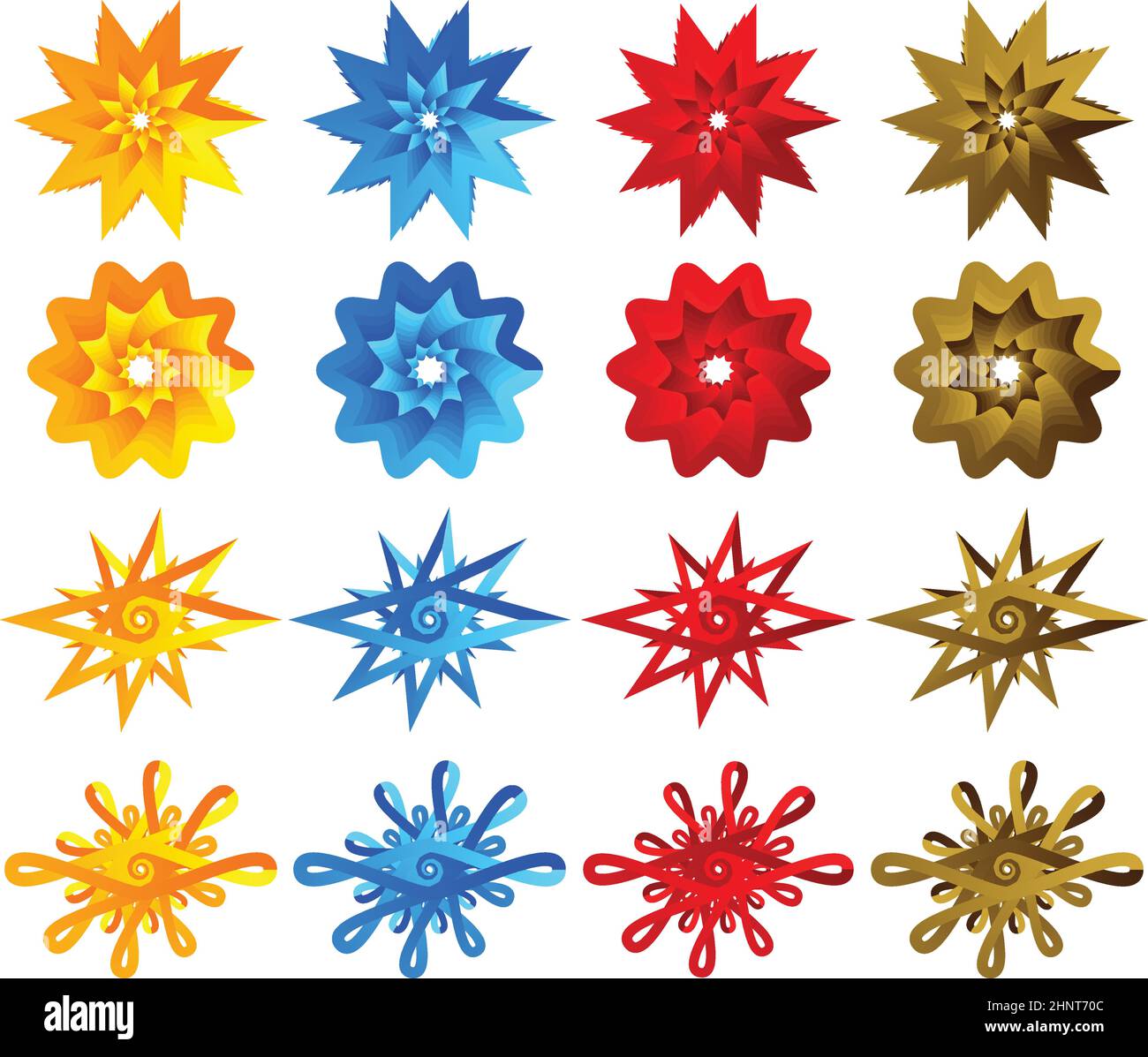 Gradient filled shaded design element, geometric shape set - stock ...