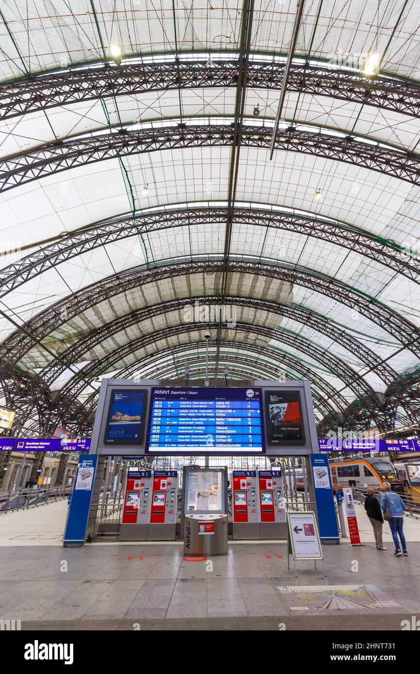 Dresden main railway station Hauptbahnhof Hbf in Germany Deutsche Bahn ...