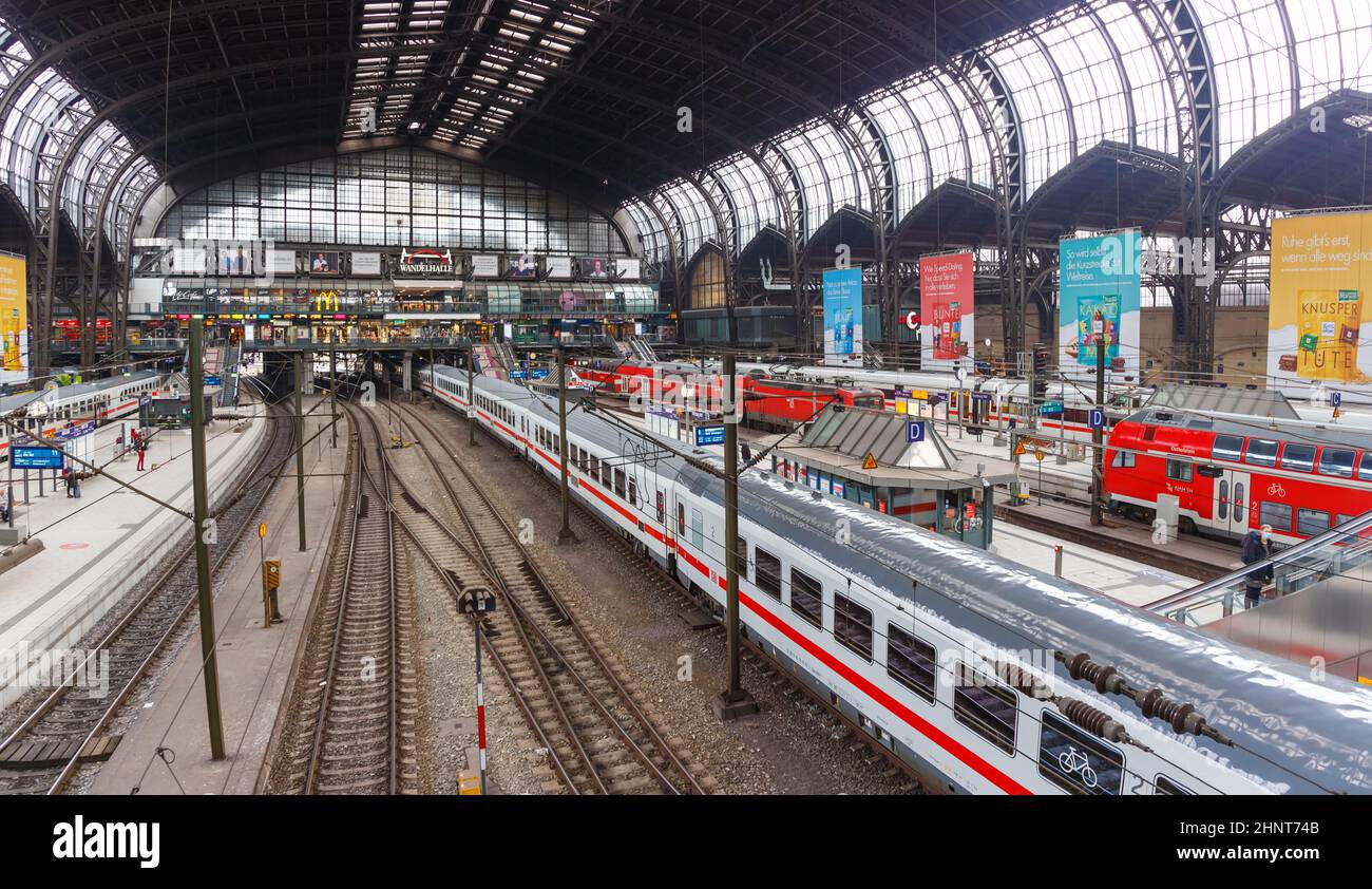 Hamburg main railway station Hauptbahnhof Hbf in Germany Deutsche Bahn ...