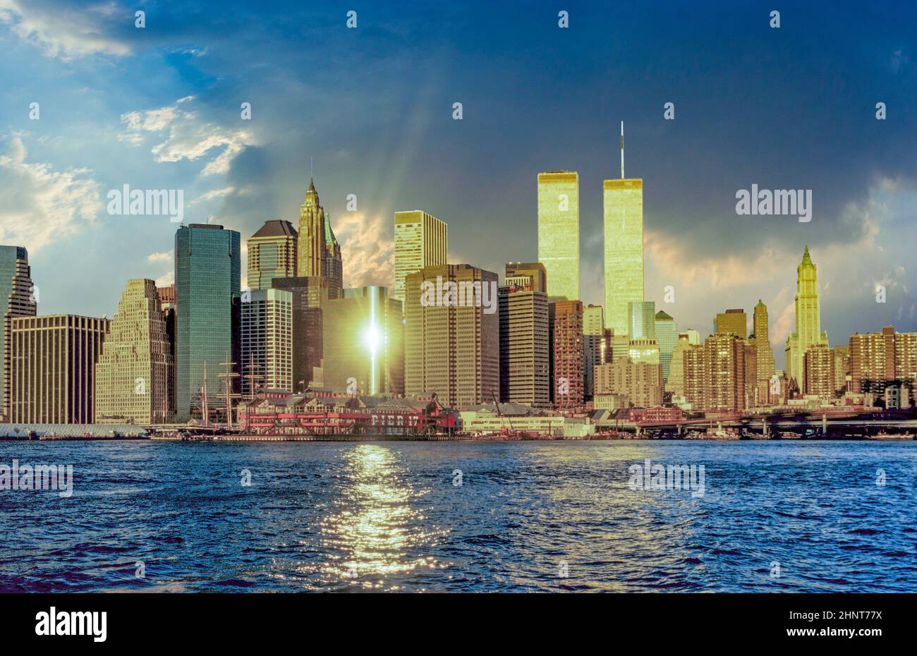 twin towers in New York in sunset light Stock Photo - Alamy