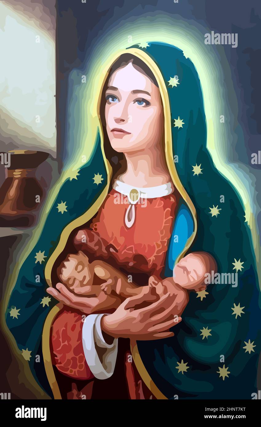 immaculate heart of lady mary sacred faith religion saint illustration ...