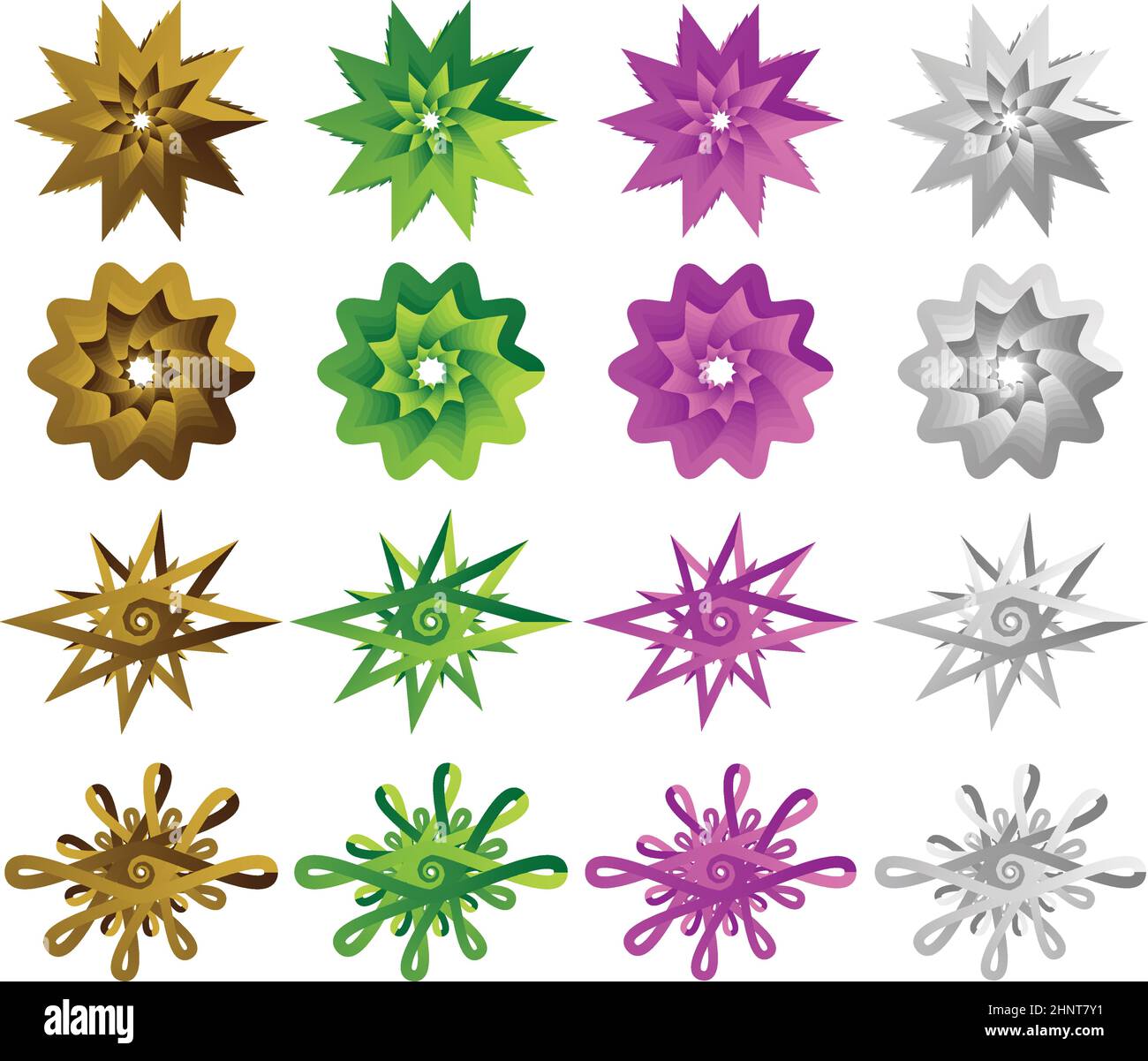 Gradient filled shaded design element, geometric shape set - stock vector illustration, clip-art ...