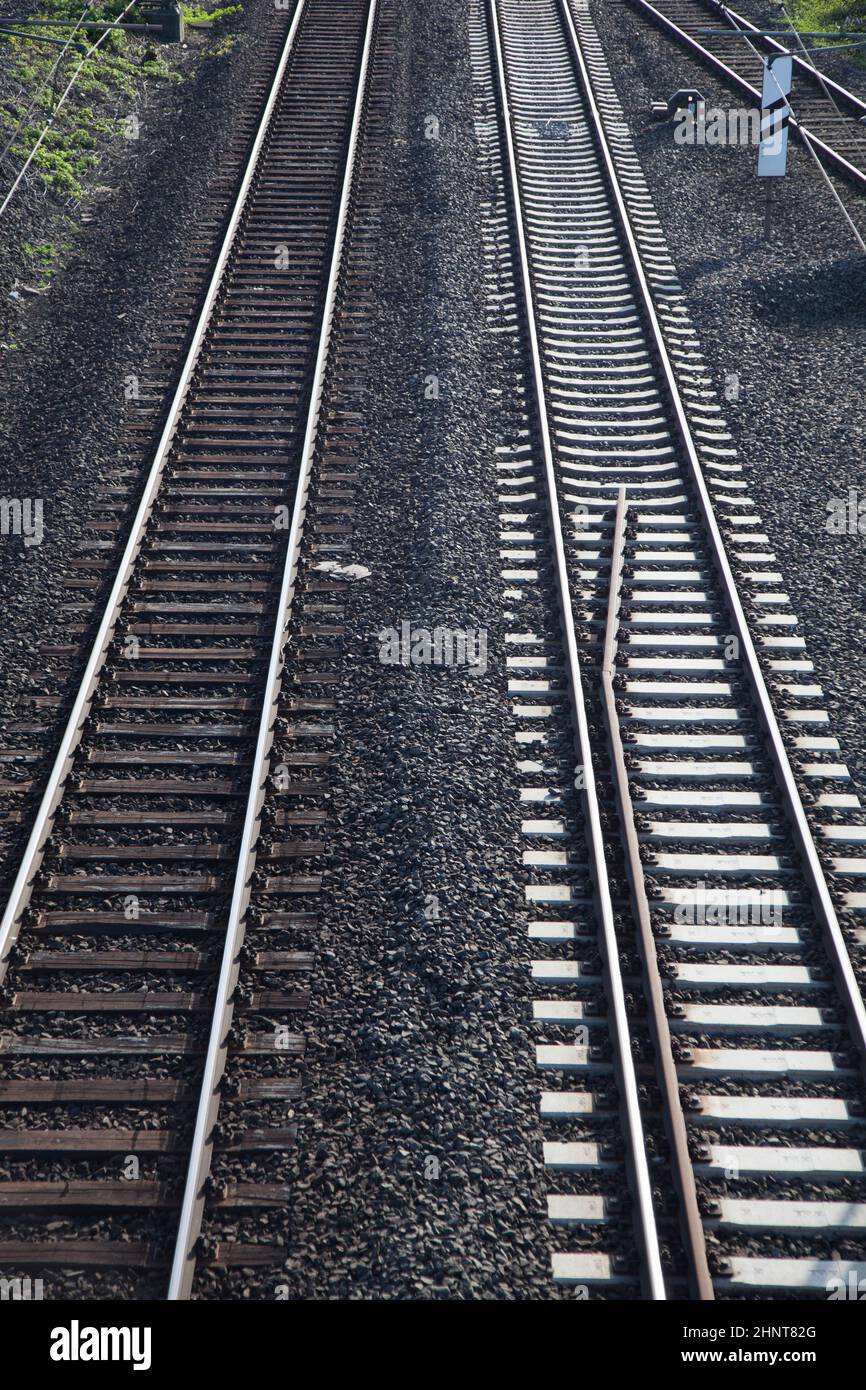 railway tracks with crossing without train Stock Photo - Alamy