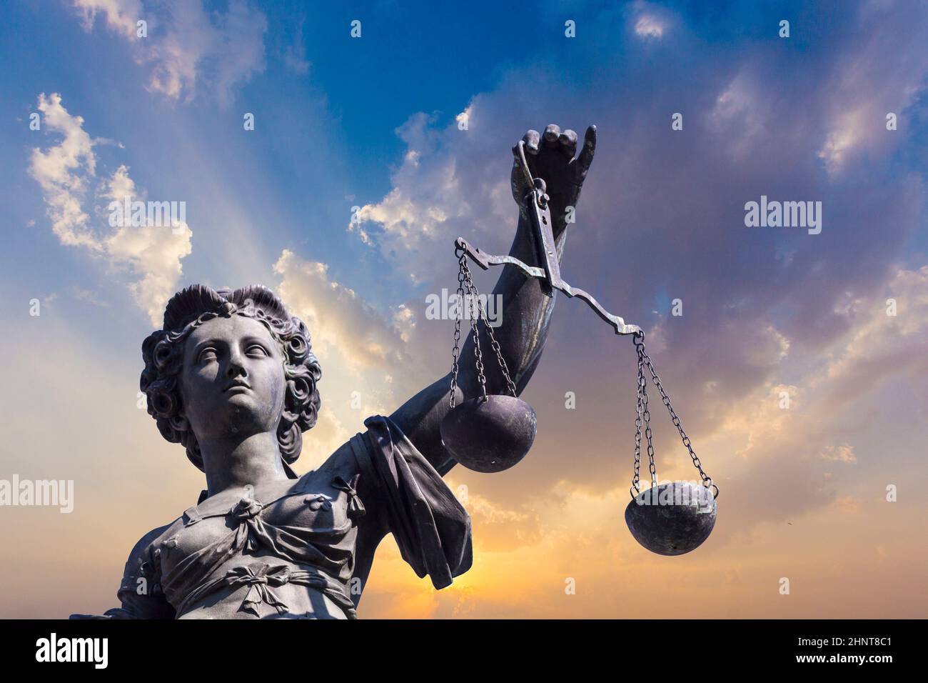 Statue of Lady Justice in front of the Romer in Frankfurt - Germany ...