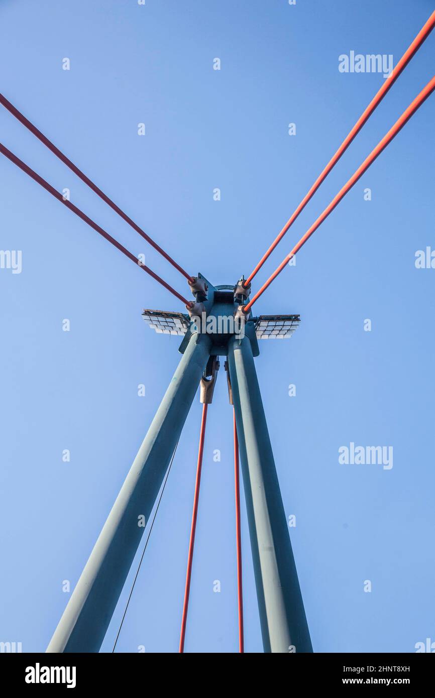 bridge pillar or A-shaped pylon of the Holbeinsteg Bridge / Holbeinsteg ...