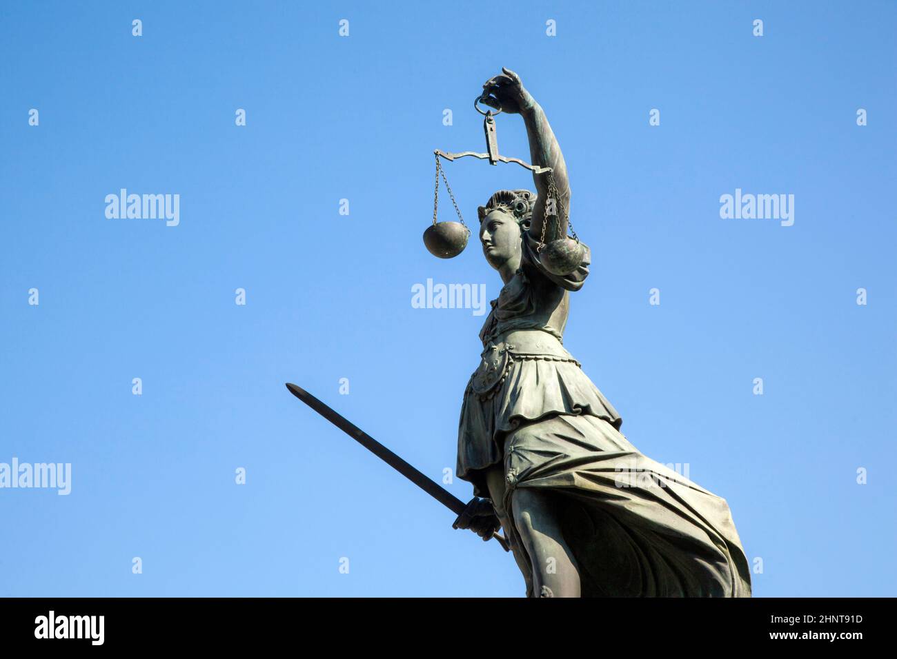 Statue of Lady Justice in front of the Romer in Frankfurt - Germany ...