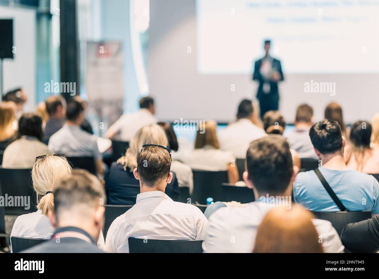 Business speaker giving a talk at business conference event Stock Photo ...