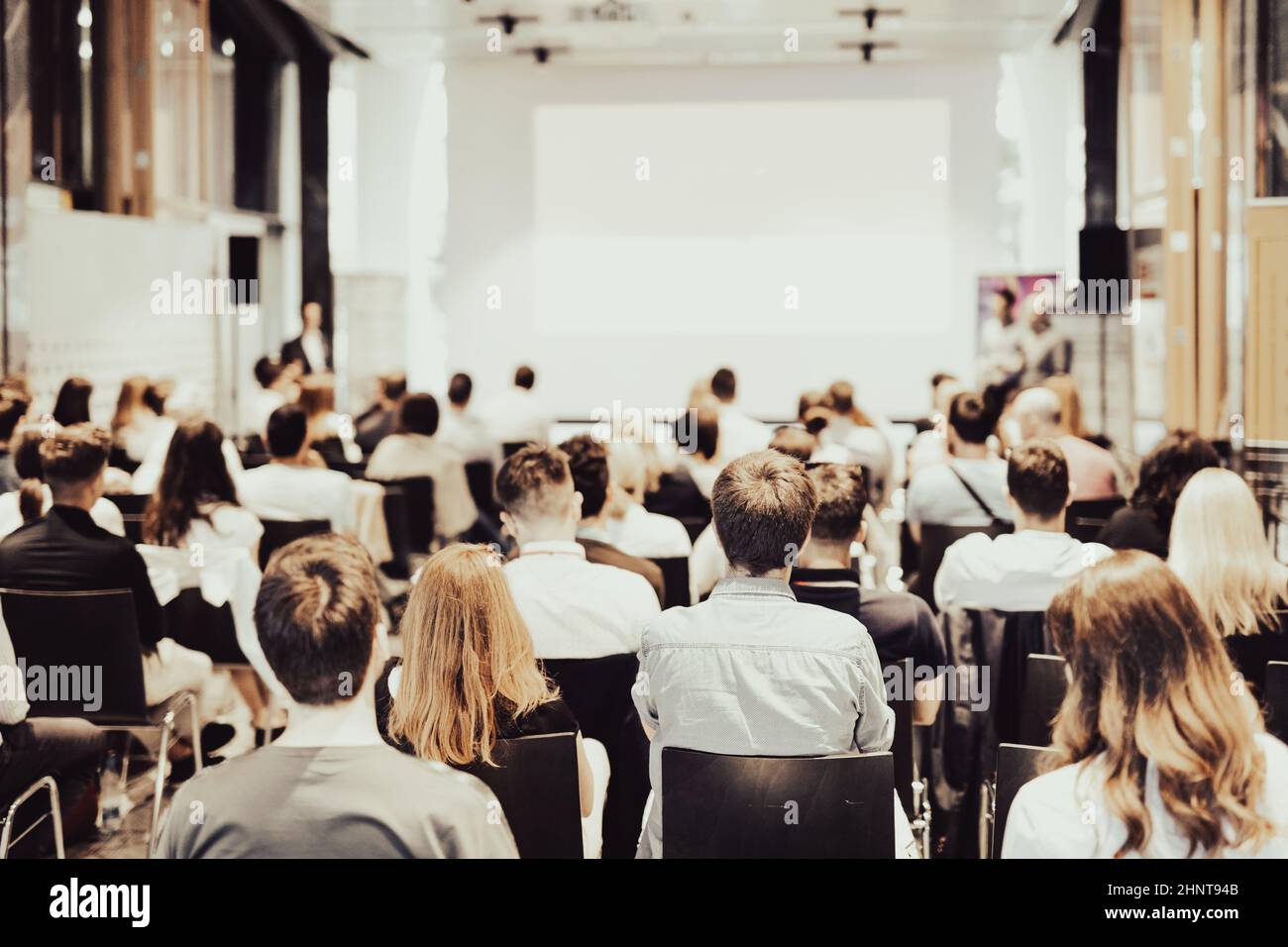 Business speaker giving a talk at business conference event Stock Photo ...