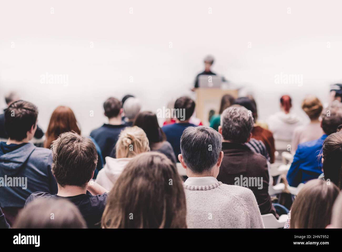 Woman giving presentation on business conference event Stock Photo - Alamy