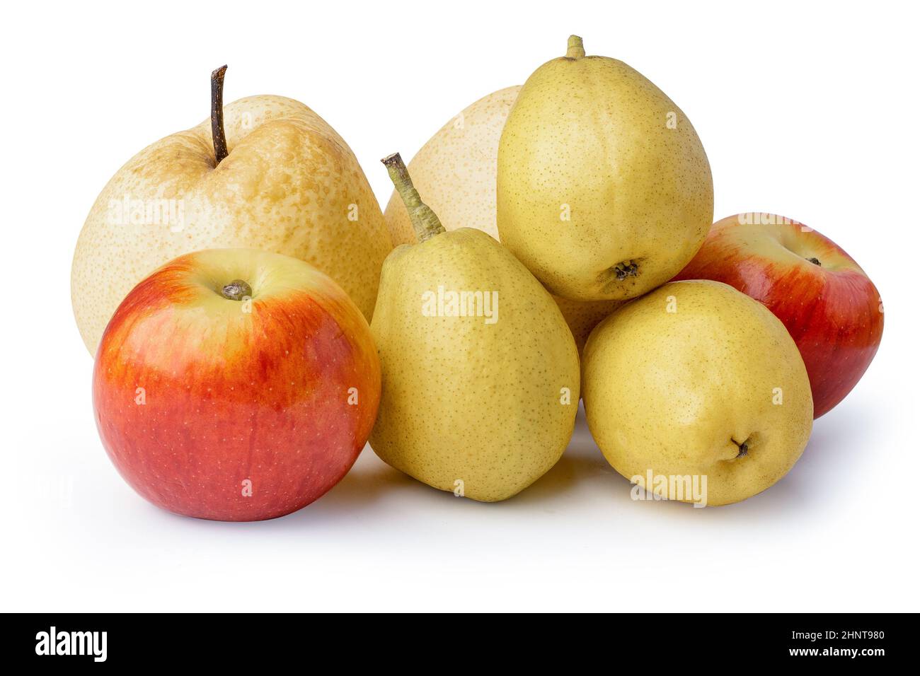Apple, Shandong Pear and Chinese pear isolated on white background with ...