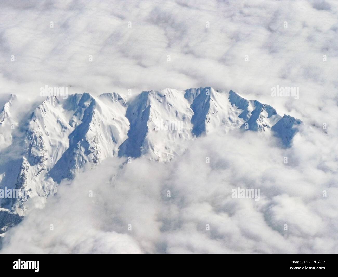 aerial of the snow capped mountains of the pyrenees in Spain Stock ...