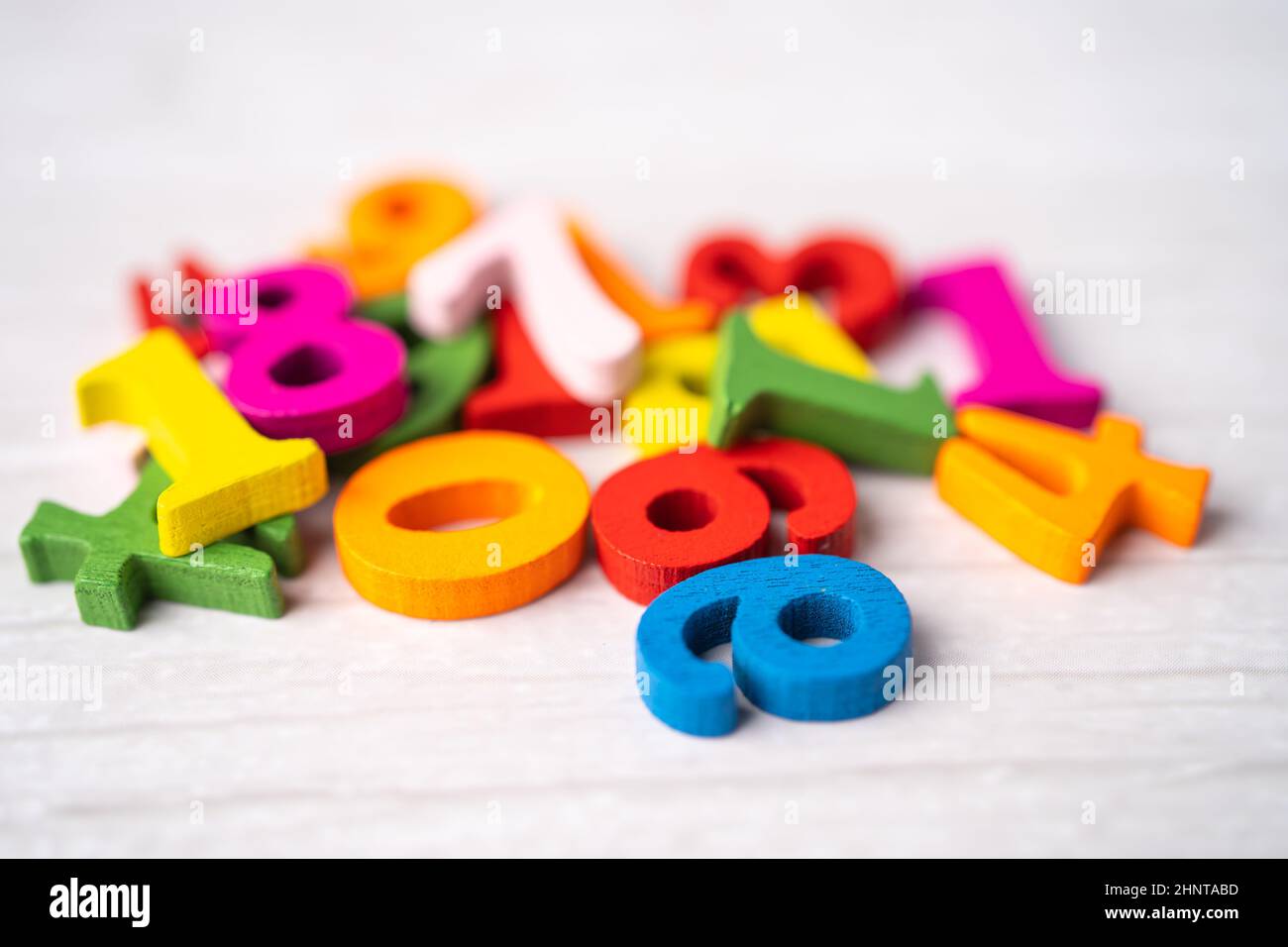 Math number colorful on white background, education study mathematics ...