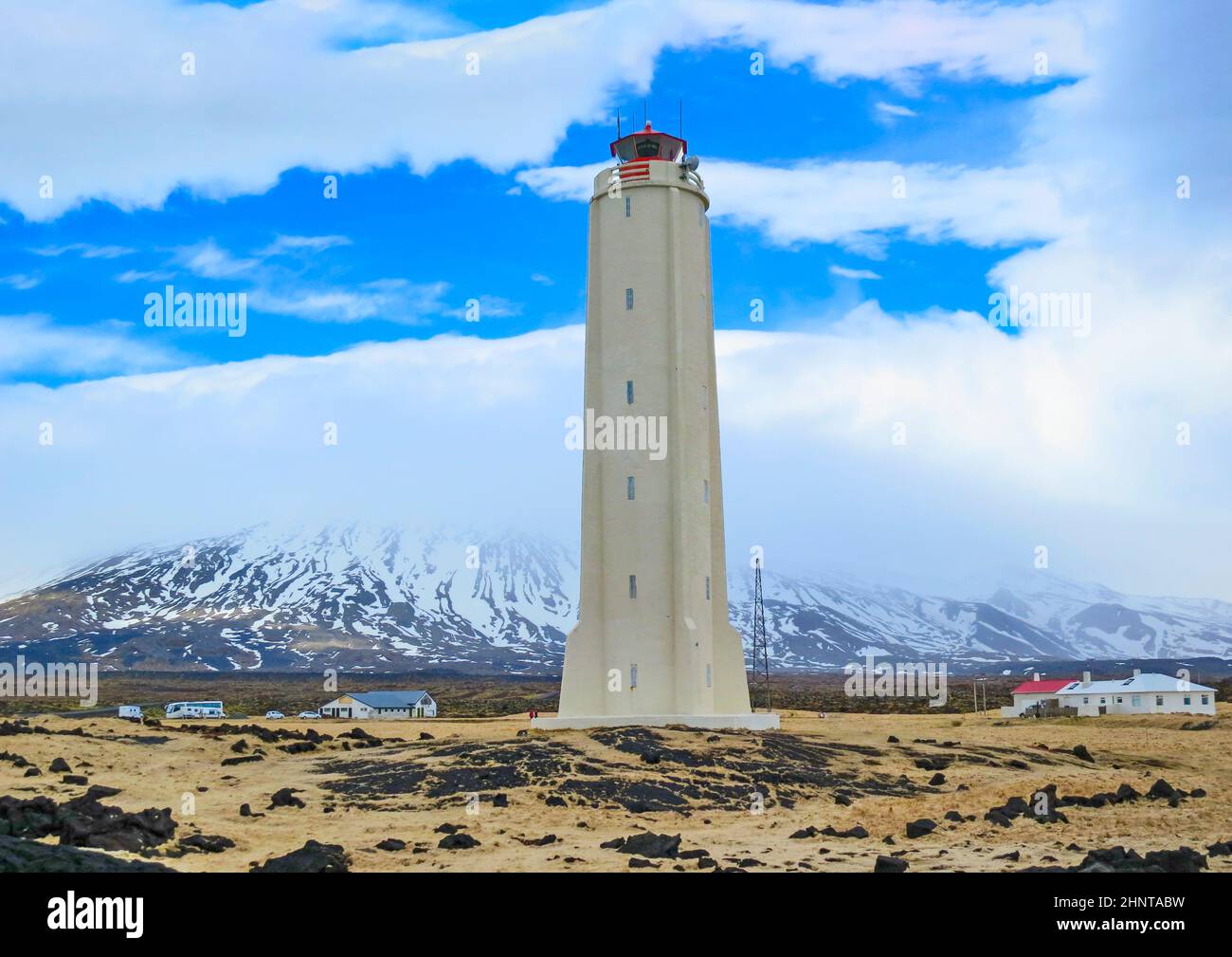 Malarrif white lighthouse at Snaefellsnes island, Iceland Stock Photo ...