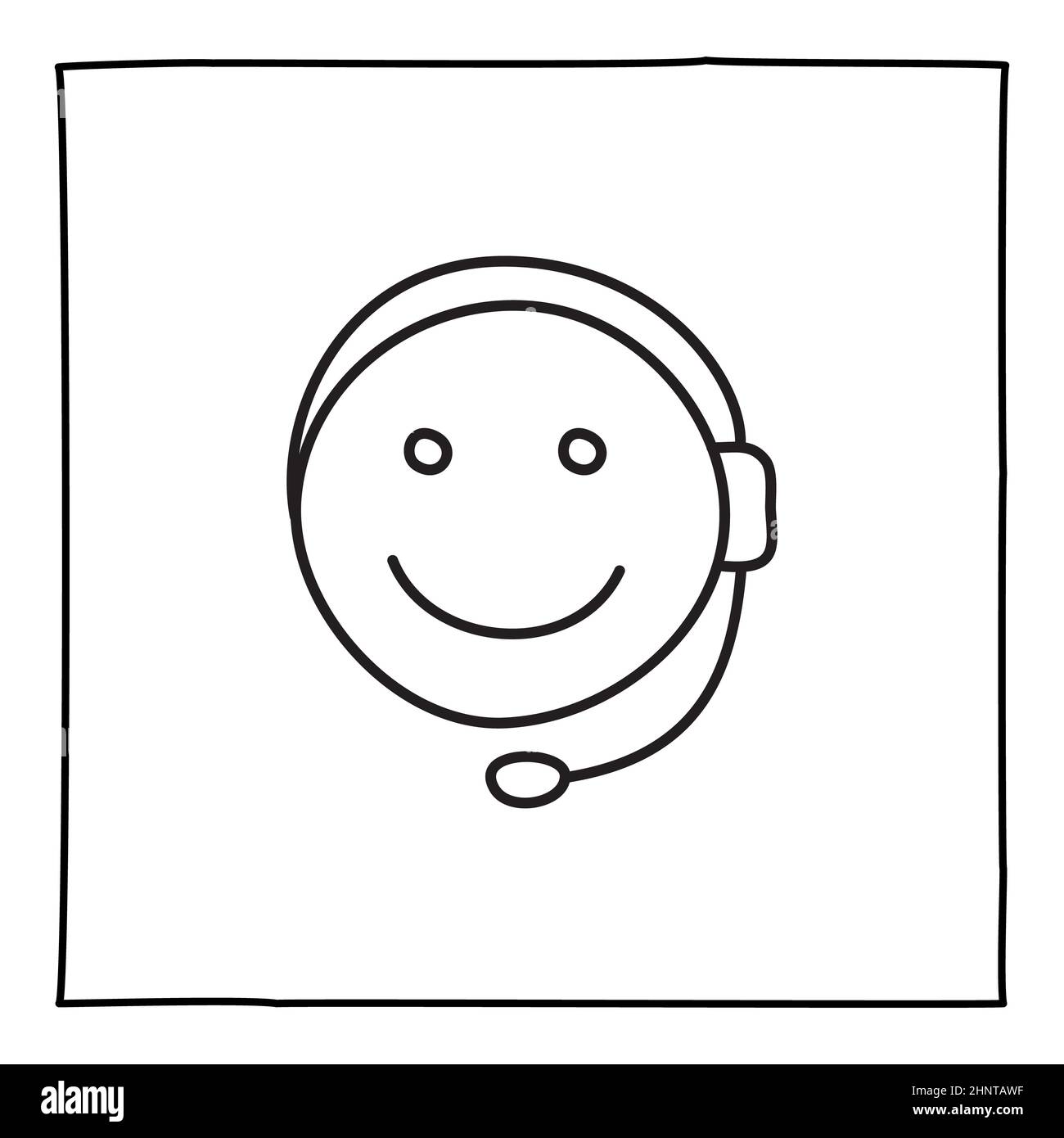 Doodle customer service icon hand drawn with thin black line. Isolated ...