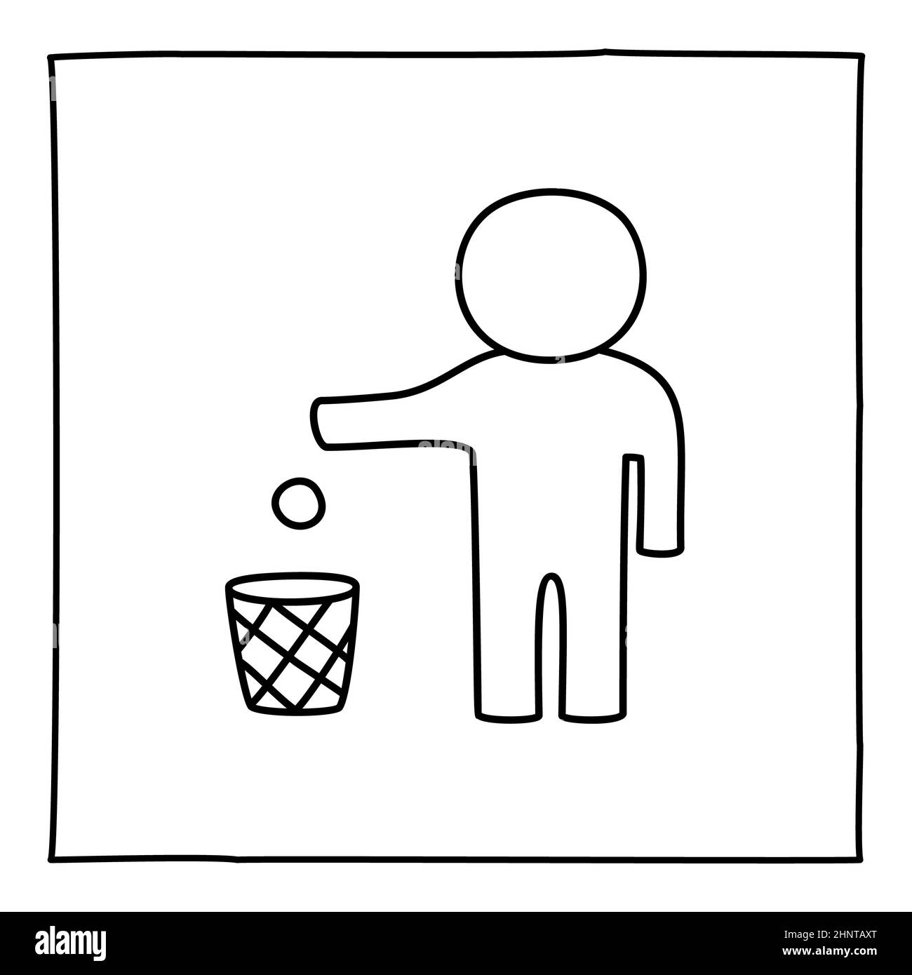 Doodle Tidy Man or Do Not Litter warning icon or logo, hand drawn with ...