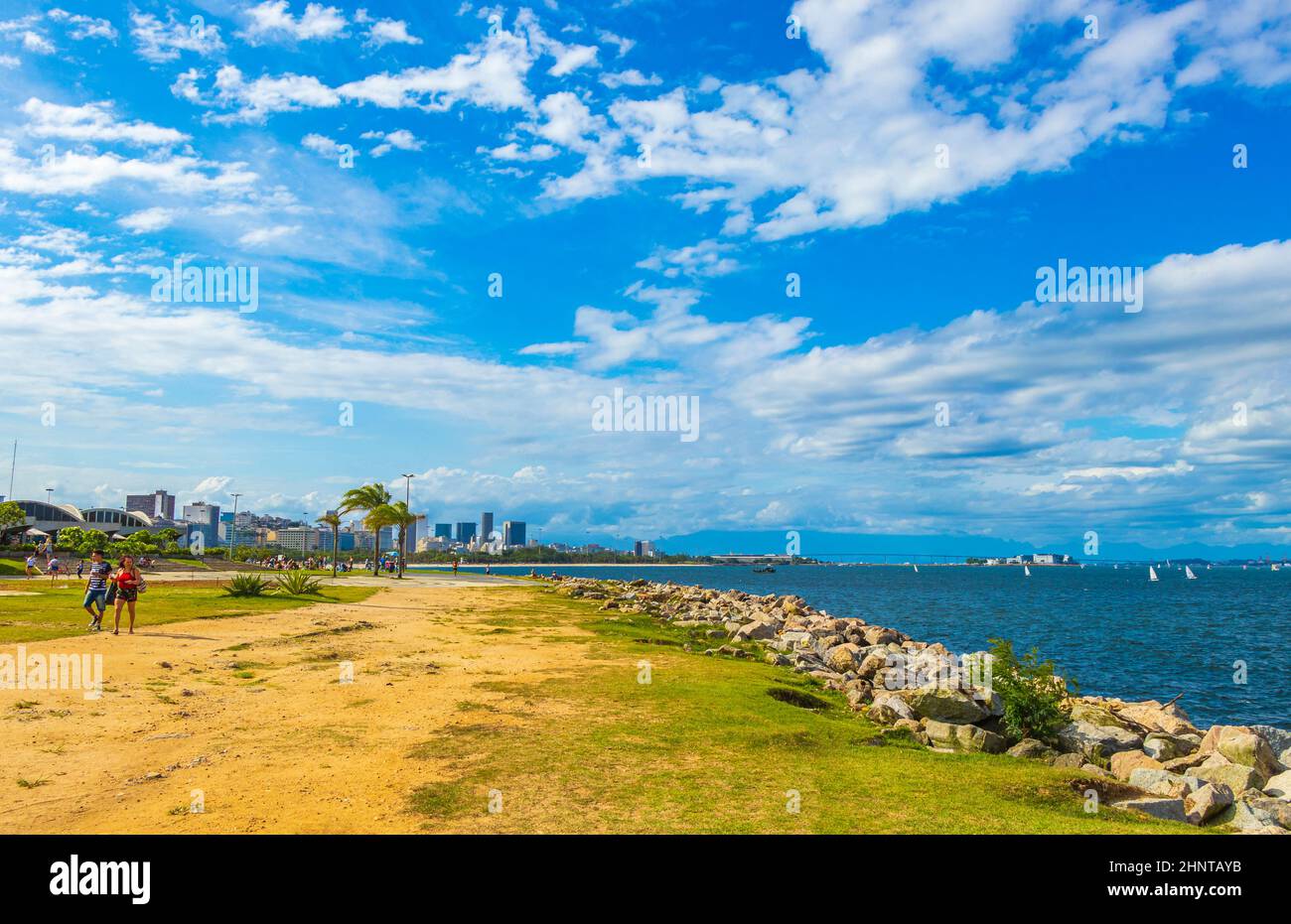 Flamengo Beach natural promenade panorama view Rio de Janeiro Brazil ...