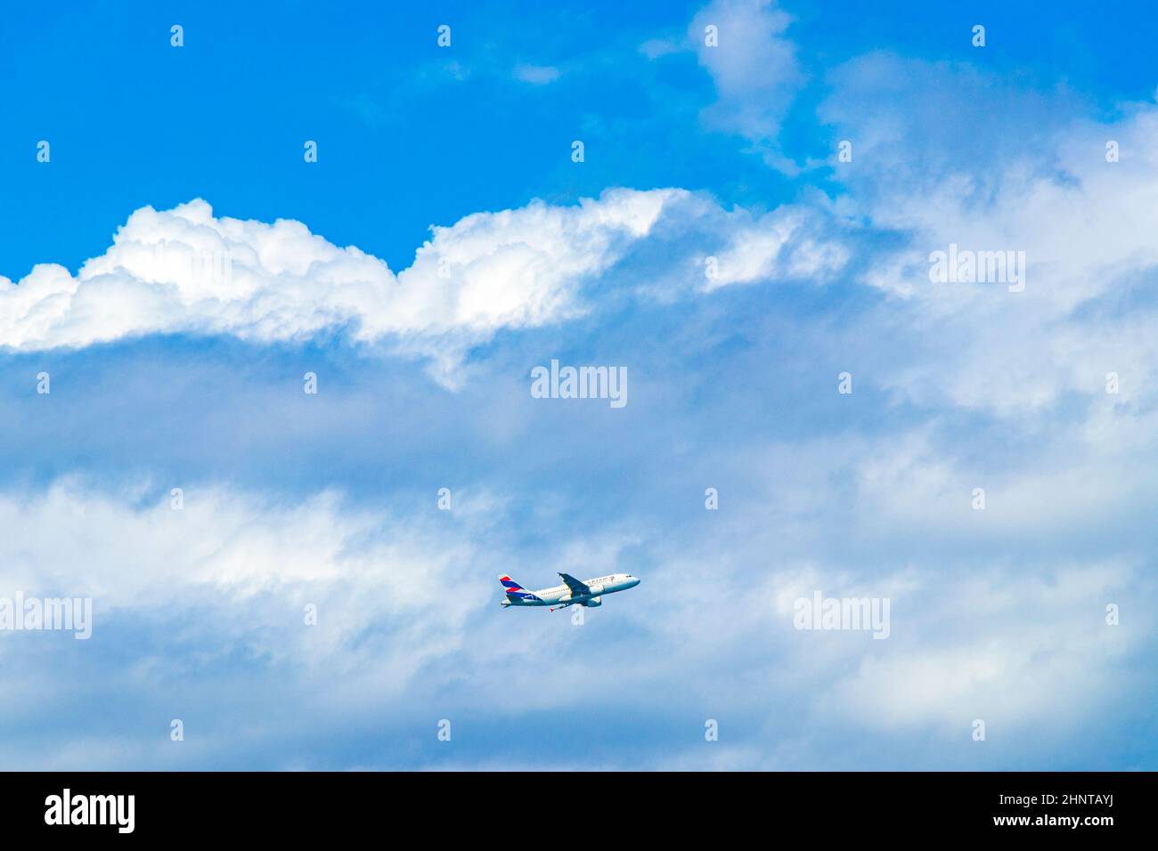 Latam airline plane flies over Rio de Janeiro Brazil Stock Photo - Alamy
