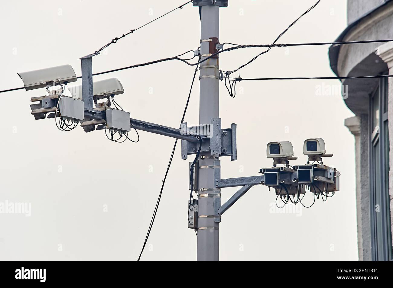 video surveillance camera mounted on a pole Stock Photo - Alamy