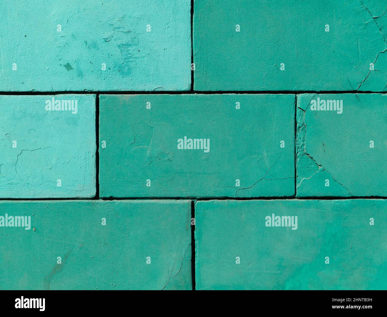 Brick wall is painted mint green color. stone background Stock Photo ...