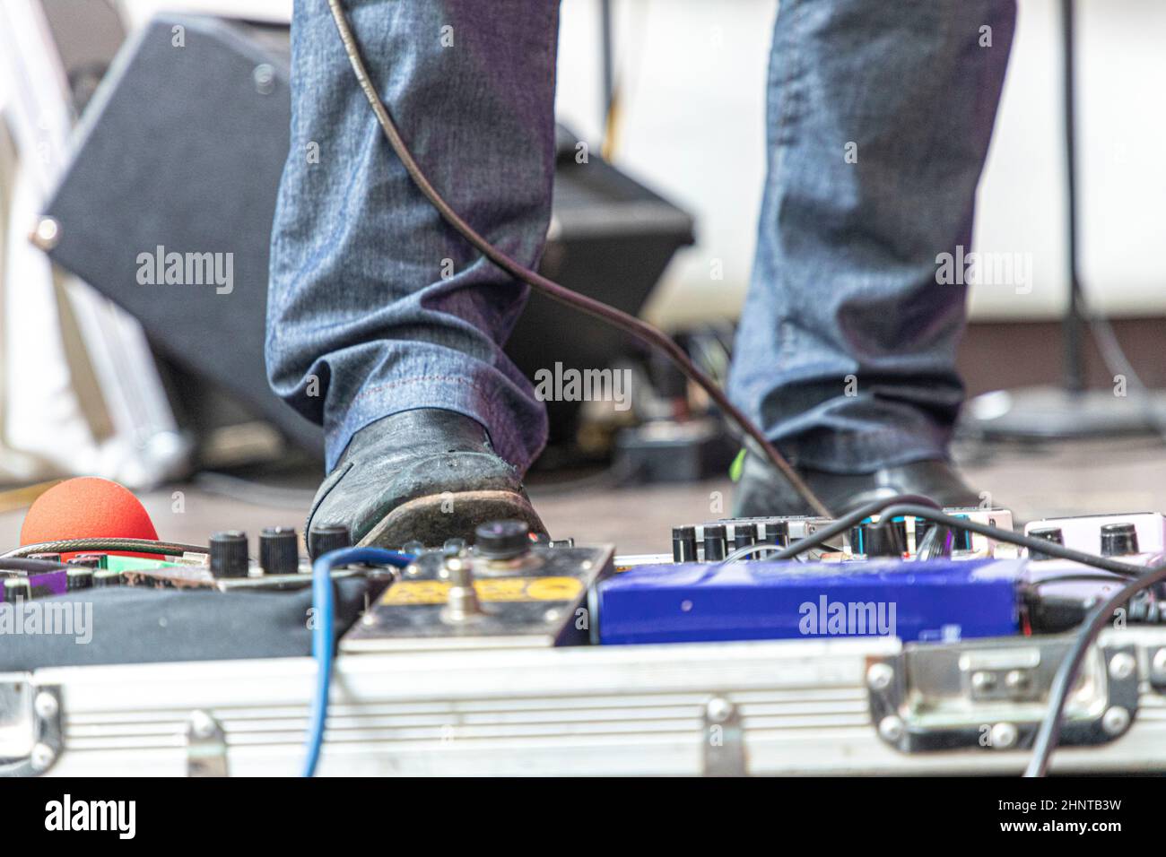 detail of guitar food switch in use by a guitar player Stock Photo - Alamy