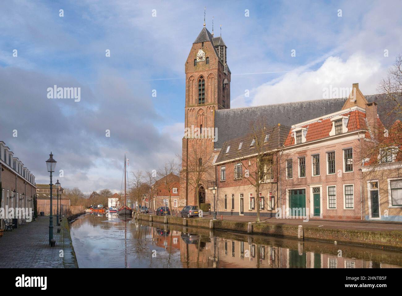 The Dutch historical city Oudewater along the river Hollandsche IJssel ...
