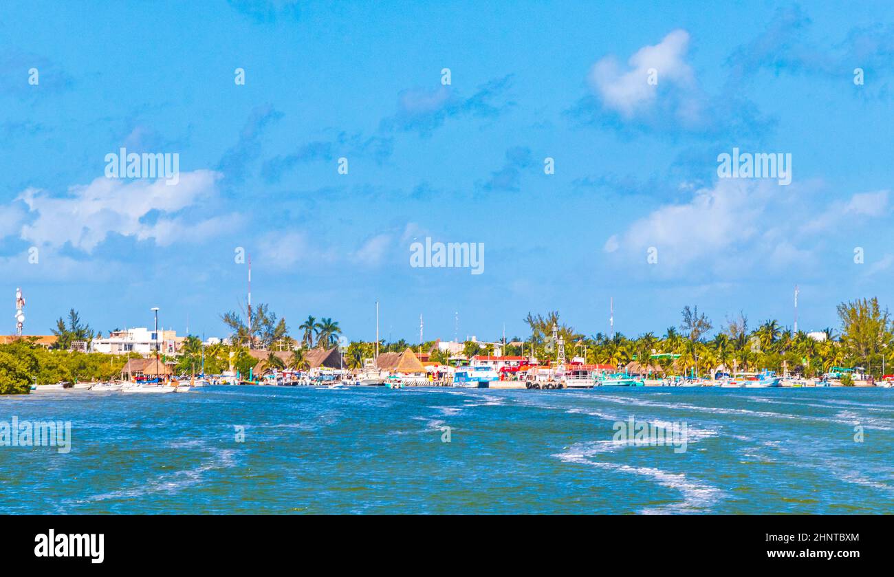 Panorama landscape view on beautiful Holbox island turquoise water ...