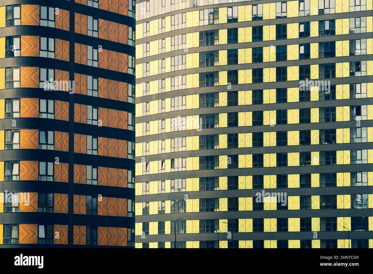 Modern building wall. detail of new constructed colorful building ...