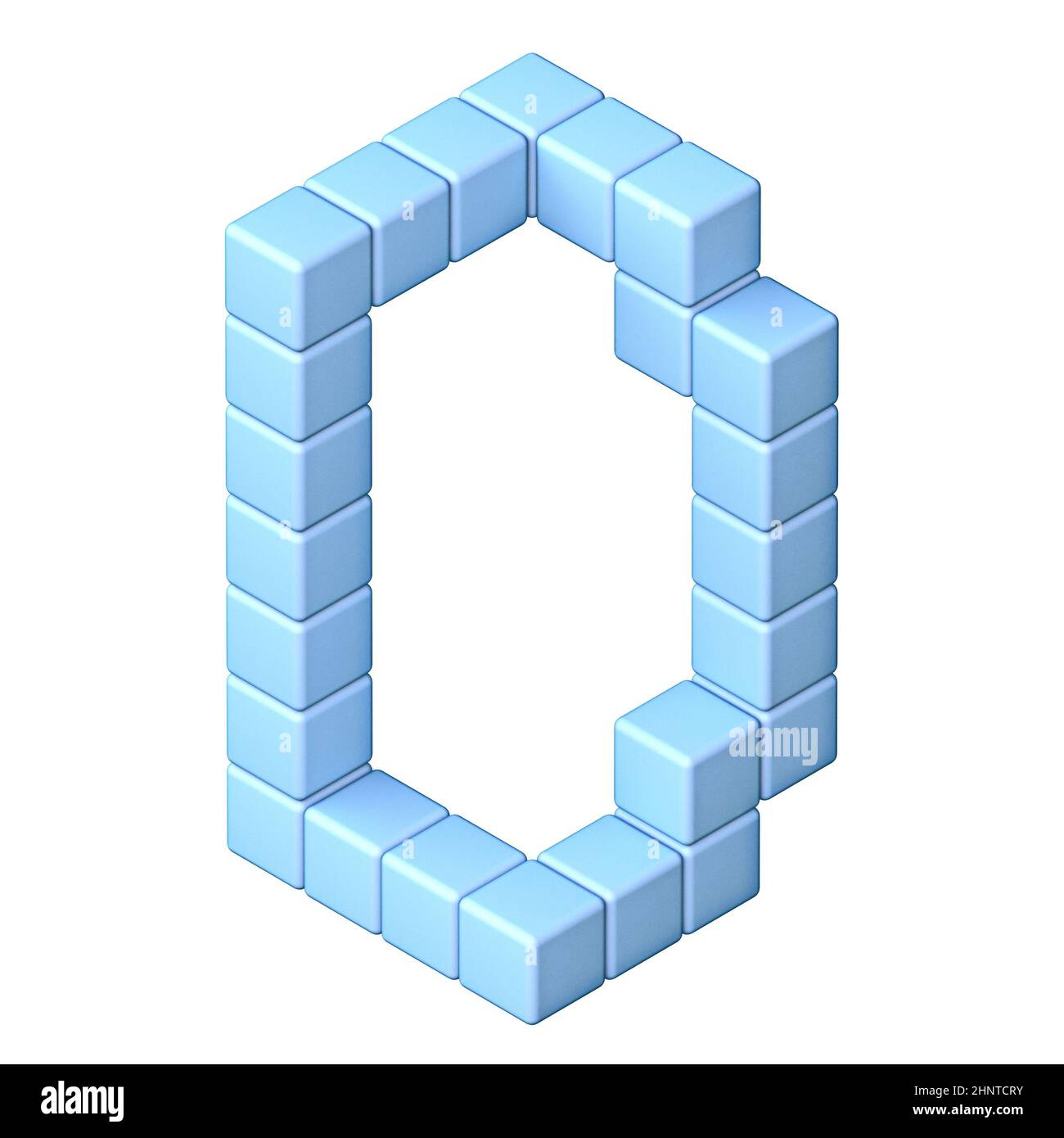 Blue cube orthographic font Letter D 3D render illustration isolated on ...