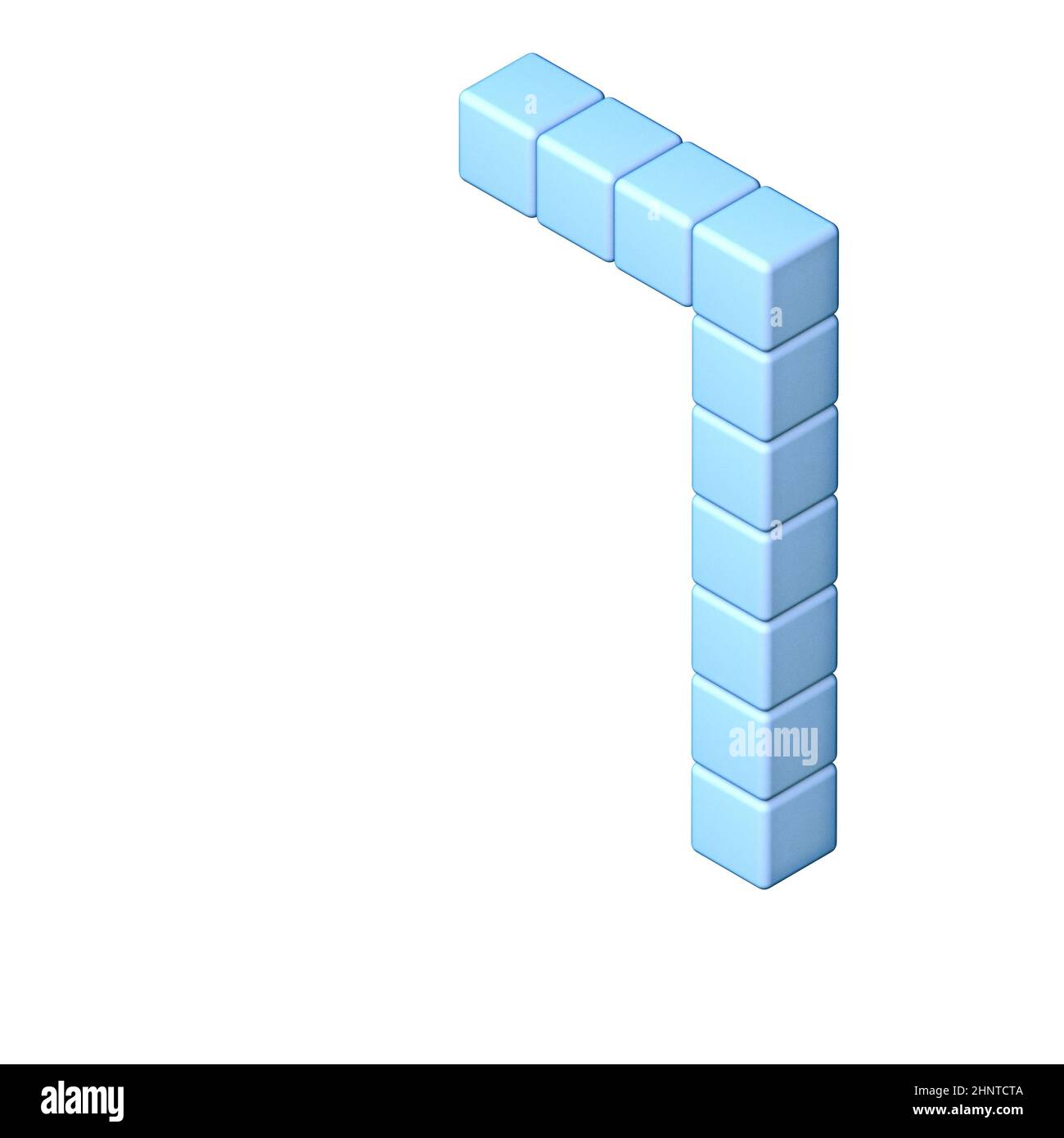 Blue cube orthographic font Number 1 ONE 3D render illustration ...