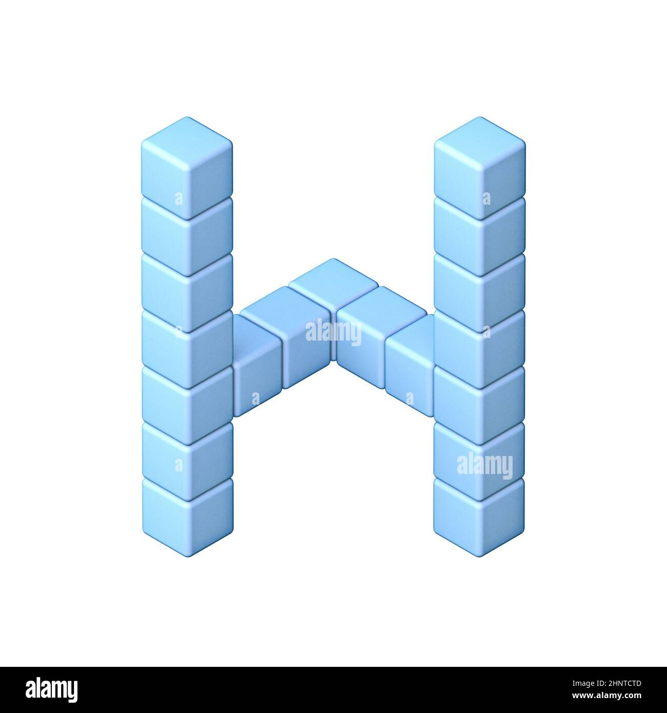 Blue cube orthographic font Letter H 3D render illustration isolated on ...