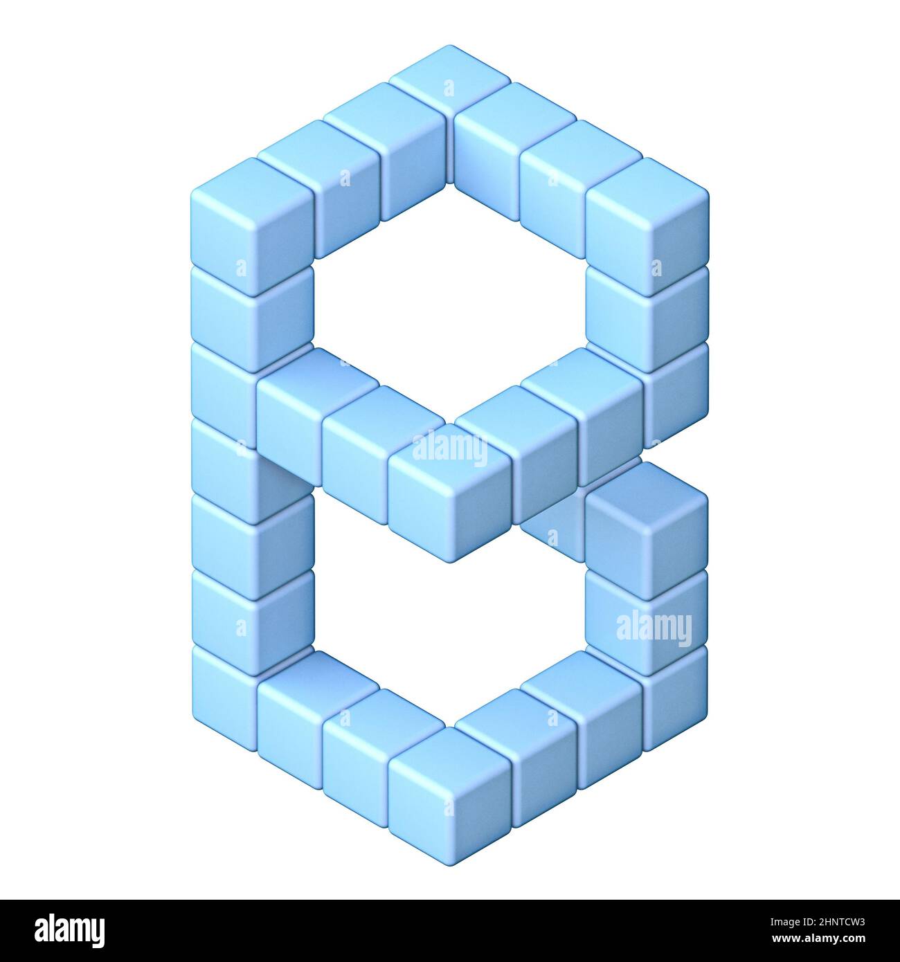 Blue cube orthographic font Letter B 3D render illustration isolated on ...