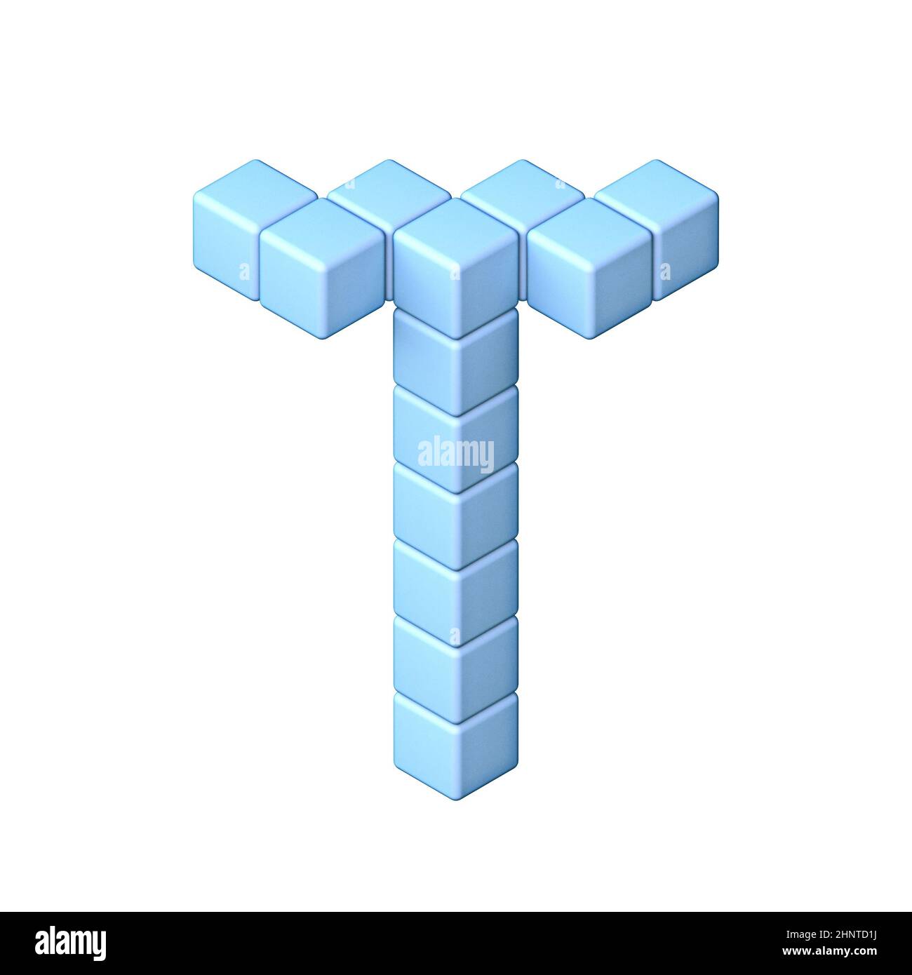 Blue cube orthographic font Letter T 3D render illustration isolated on ...