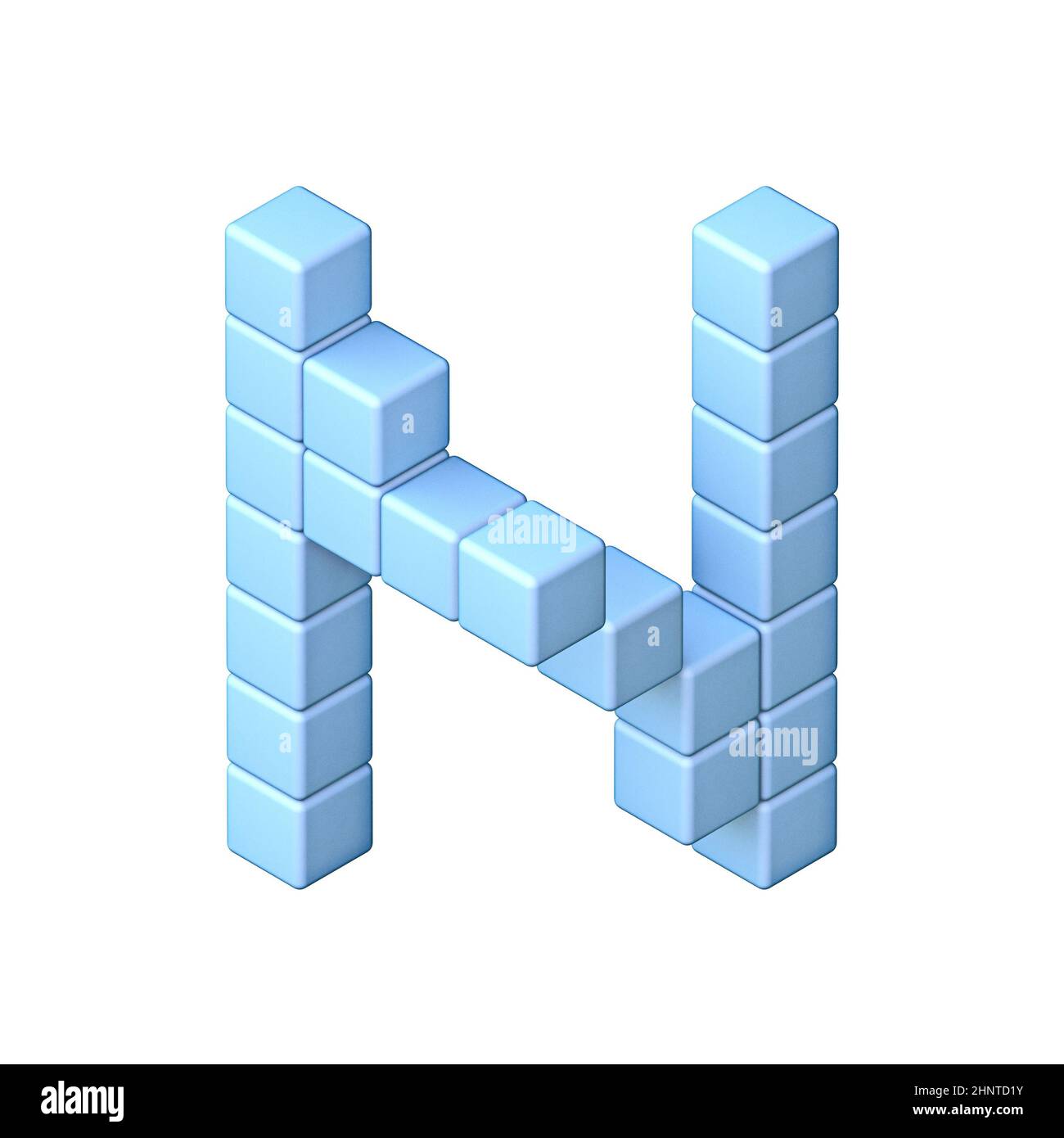 Blue cube orthographic font Letter N 3D render illustration isolated on ...