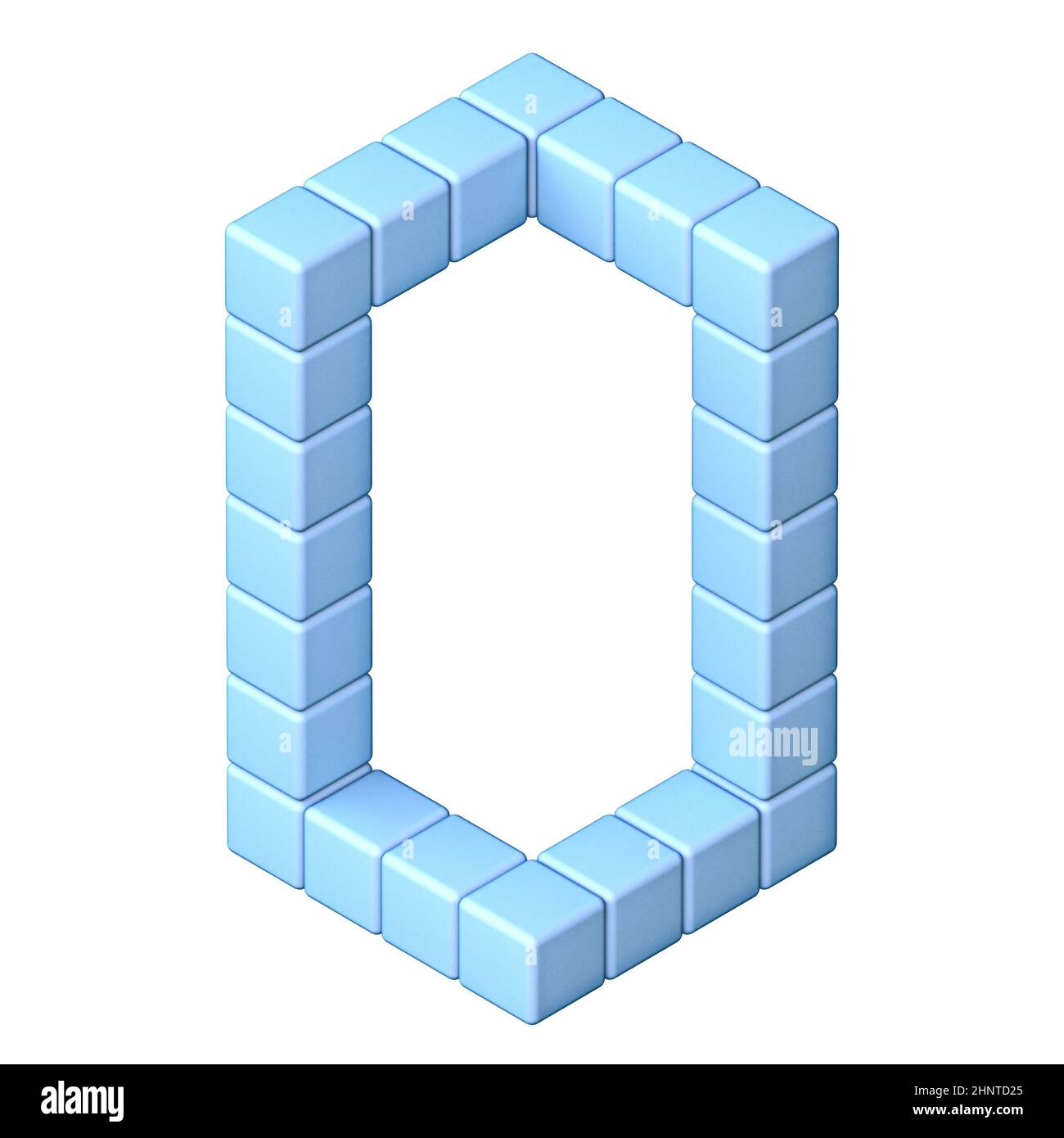 Blue cube orthographic font Letter O 3D render illustration isolated on ...
