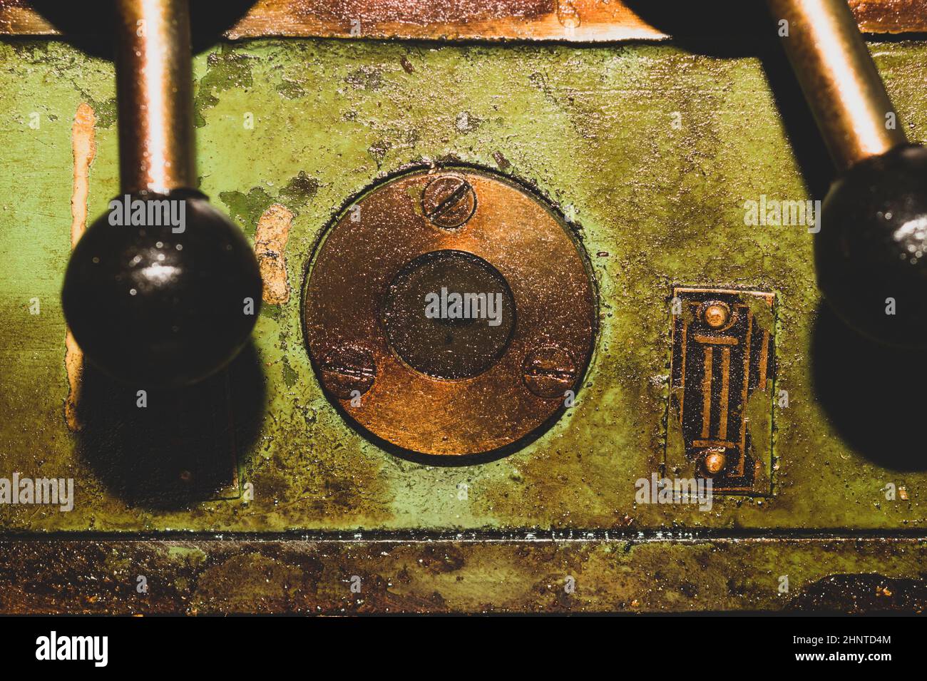 Old lathe. detail of rusty machine. metal mechanism. vintage ...