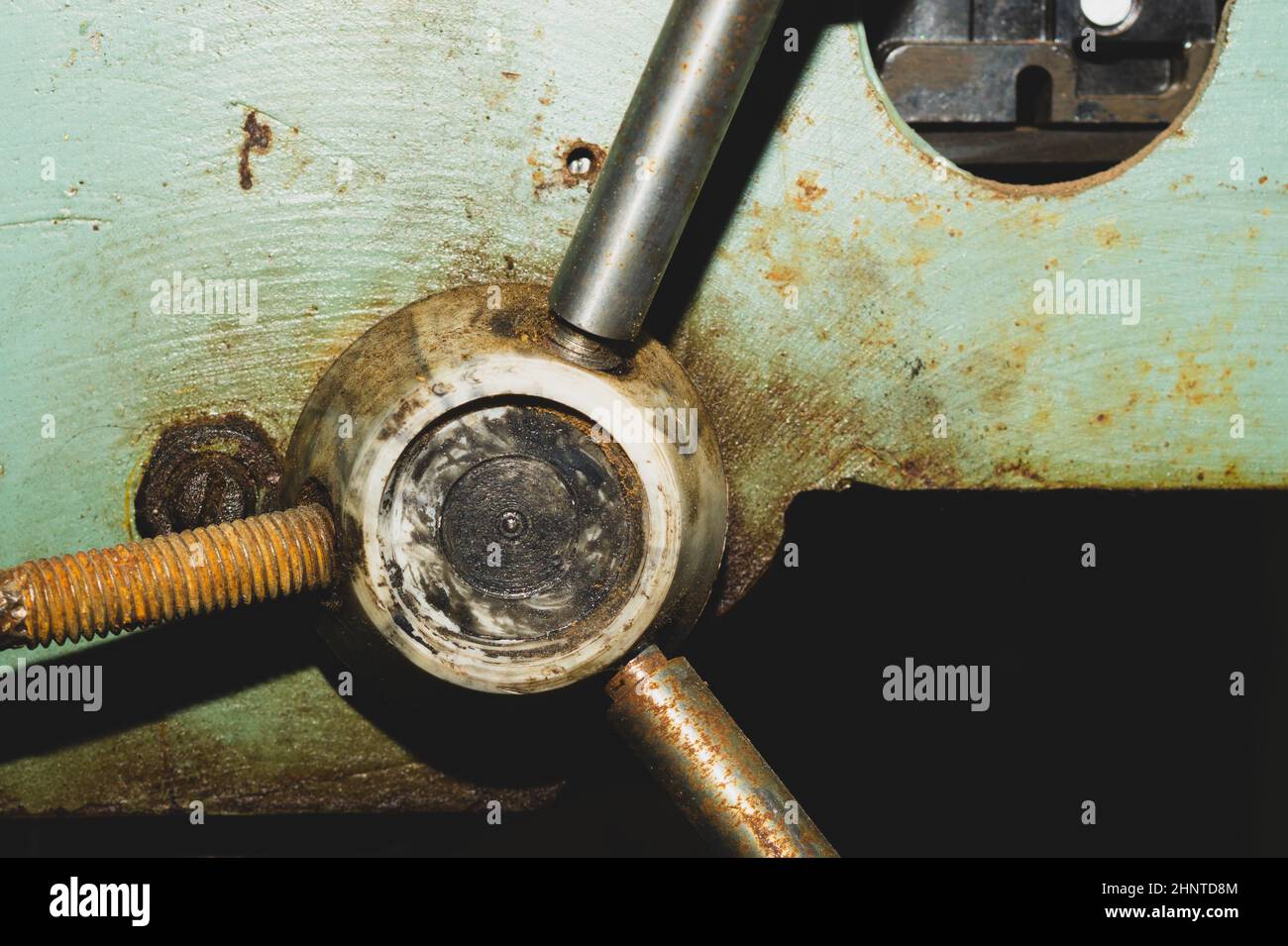 Old lathe. detail of rusty machine. metal mechanism. vintage ...
