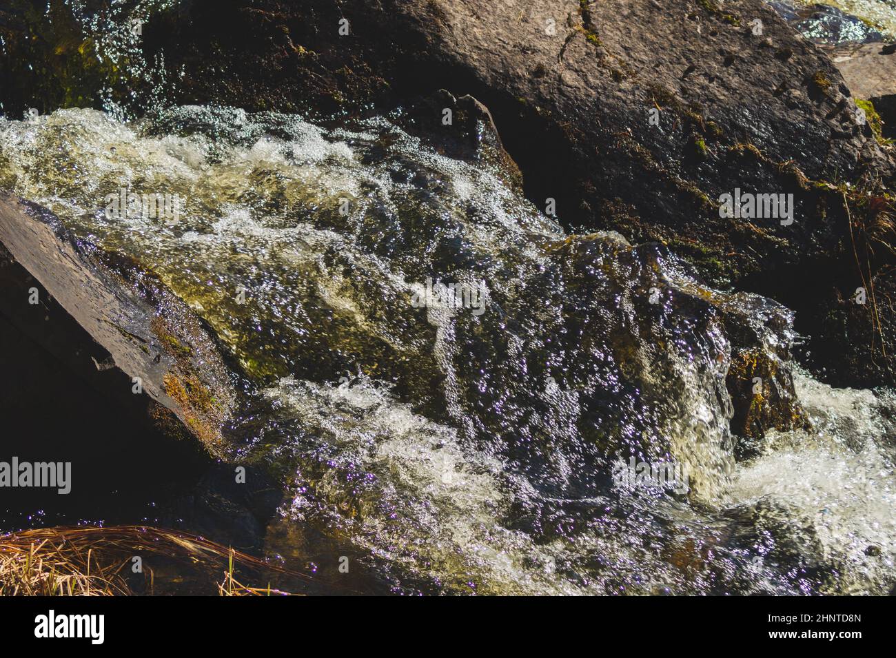 Waterfall nature background. rushing stream water. rocky flowing river ...