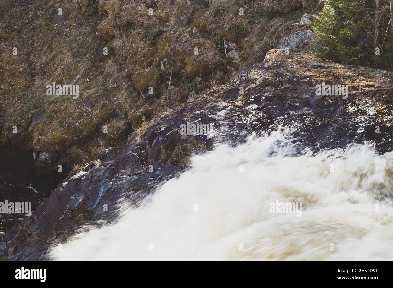 Waterfall nature background. rushing stream water. rocky flowing river ...