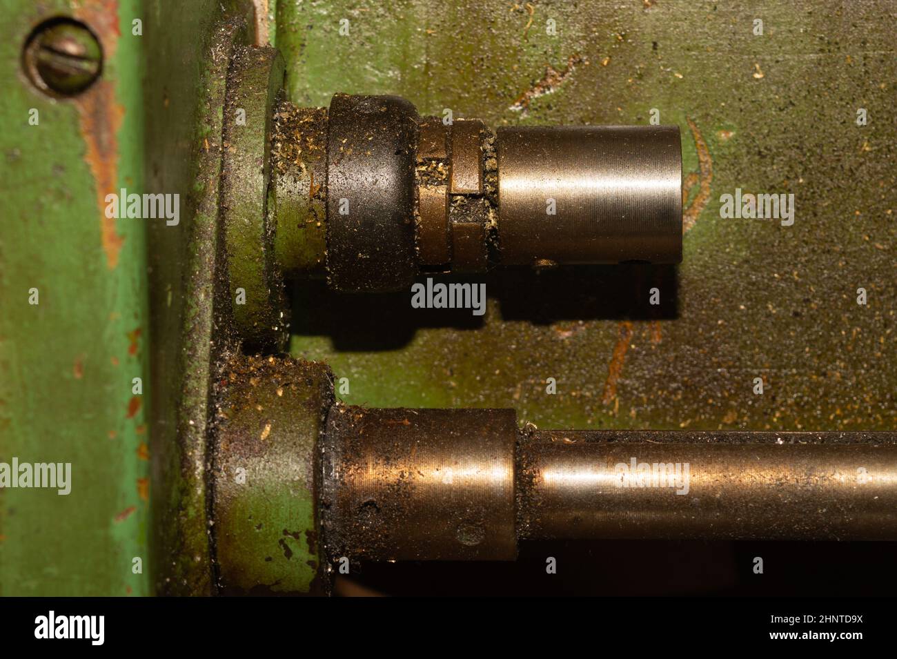 Old lathe. detail of rusty machine. metal mechanism. vintage ...